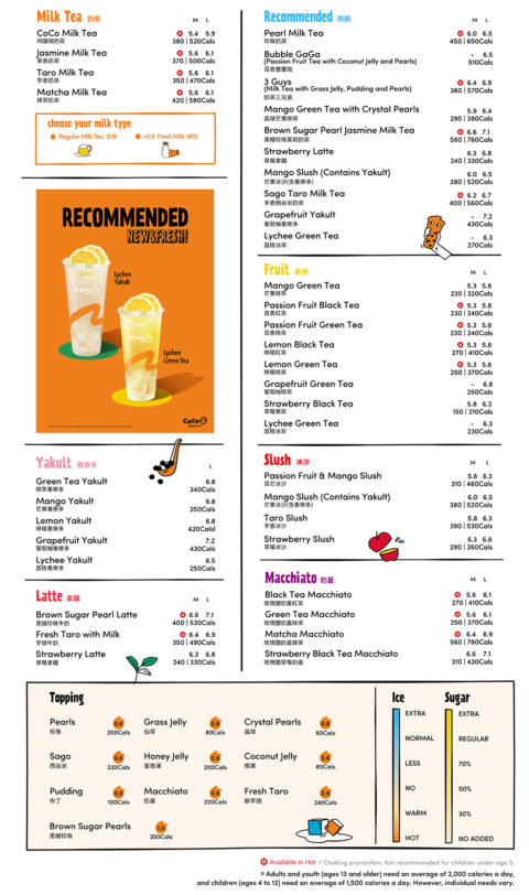 Menu | CoCo Bubble Tea Canada